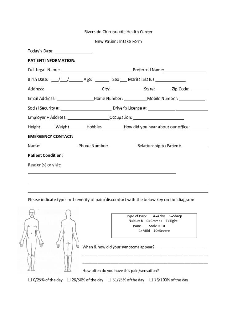 Fillable Online New Patient Intake-Blue Form - Vortala Fax Email Print - pdfFiller