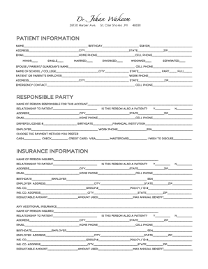 Fillable Online NEW PATIENT FORM updated Fax Email Print - pdfFiller