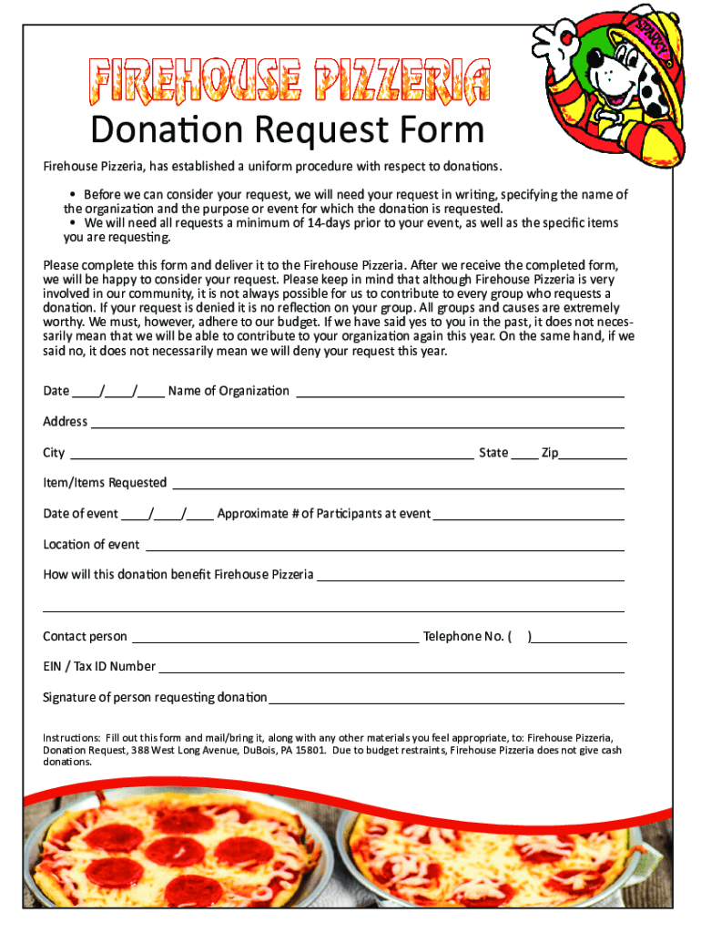 Fillable Online Donation RequestFood DonationsJason's DeliFREE 12 ...