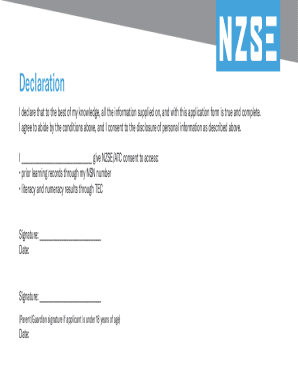 Fillable Online NZSE Declaration form Fax Email Print - pdfFiller