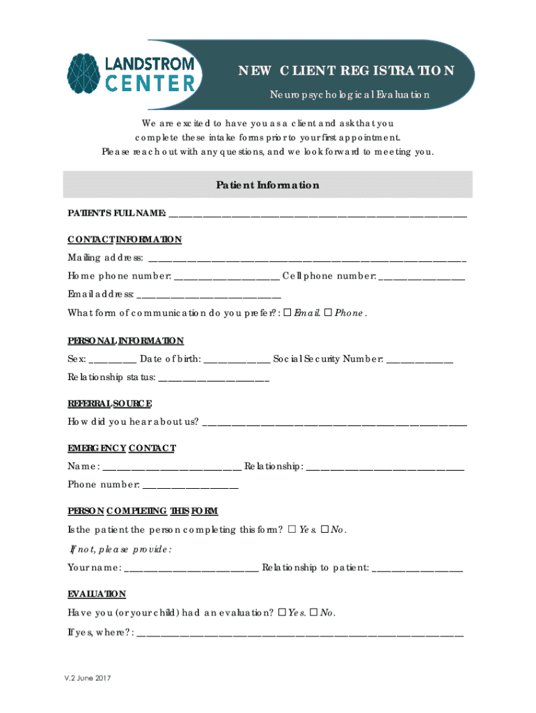 Fillable Online Forms for Neuropsychological EvaluationsChildren's ... Fax Email Print - pdfFiller