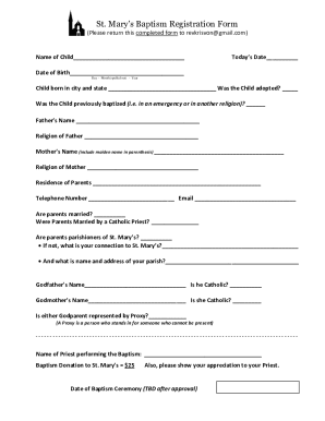 Fillable Online Marys Baptism Registration Form Fax Email Print - pdfFiller
