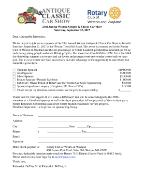 Fillable Online Car Show Form 2017 draft Fax Email Print - pdfFiller
