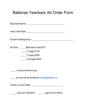 Fillable Online Yearbook Ad order form.docx Fax Email Print - pdfFiller