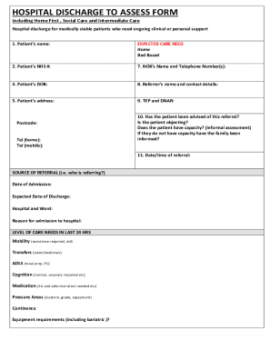 Fillable Online Reference9 Best Free Printable Hospital Discharge Forms ...