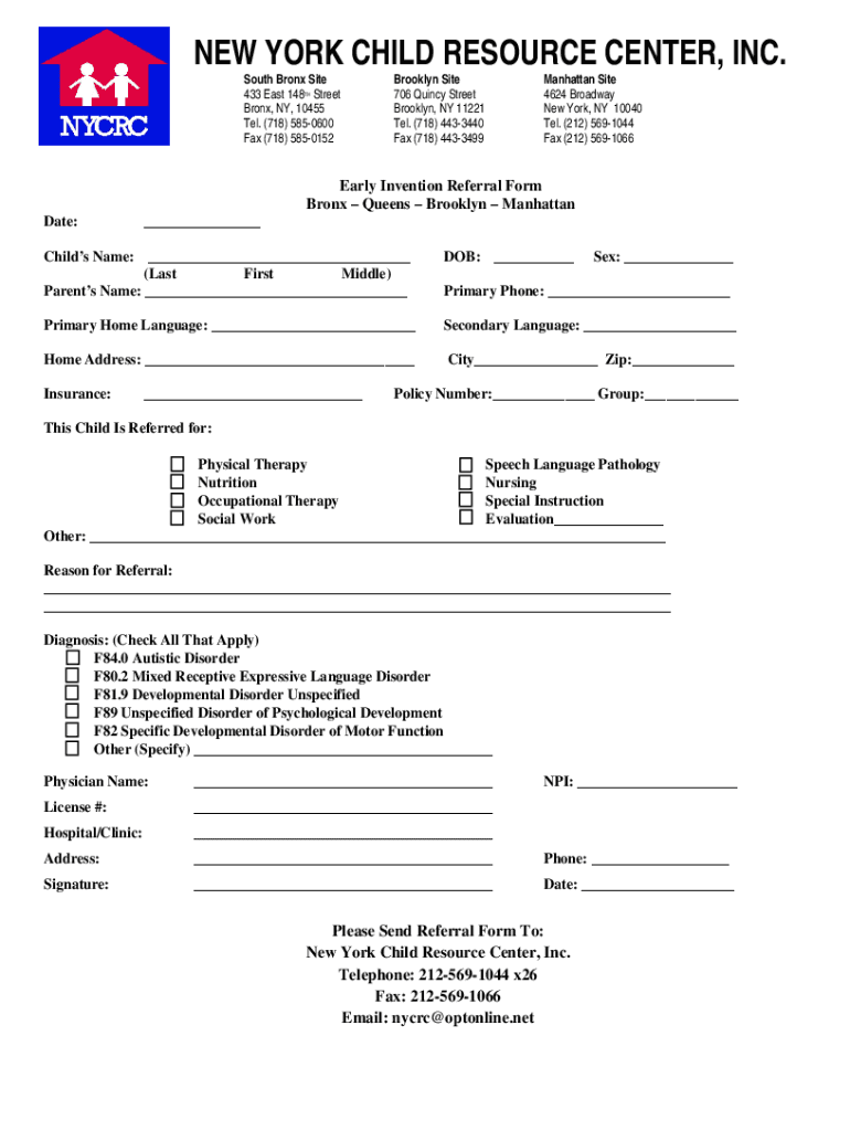Fillable Online New York Child Resource Center, Inc.We proudly provide ...