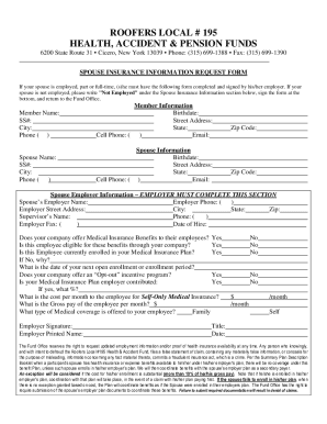 Fillable Online SPOUSE INSURANCE INFORMATION REQUEST FORM Fax Email ...