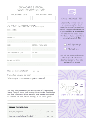 Fillable Online Skin Care Consultation Form Template123 Form Builder ...