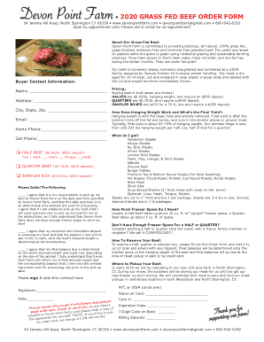 Fillable Online 2020 GRASS FED BEEF ORDER FORM Fax Email Print - pdfFiller