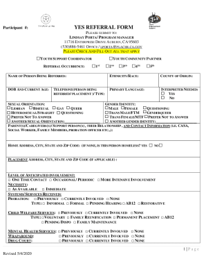 Fillable Online YES REFERRAL FORM - Youth Empowerment Support YES ...