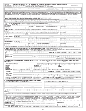 Fillable Online COMMON APPLICATION FORM FOR LUMP SUM/SYSTEMATIC ... - Zreyawealth Fax Email ...