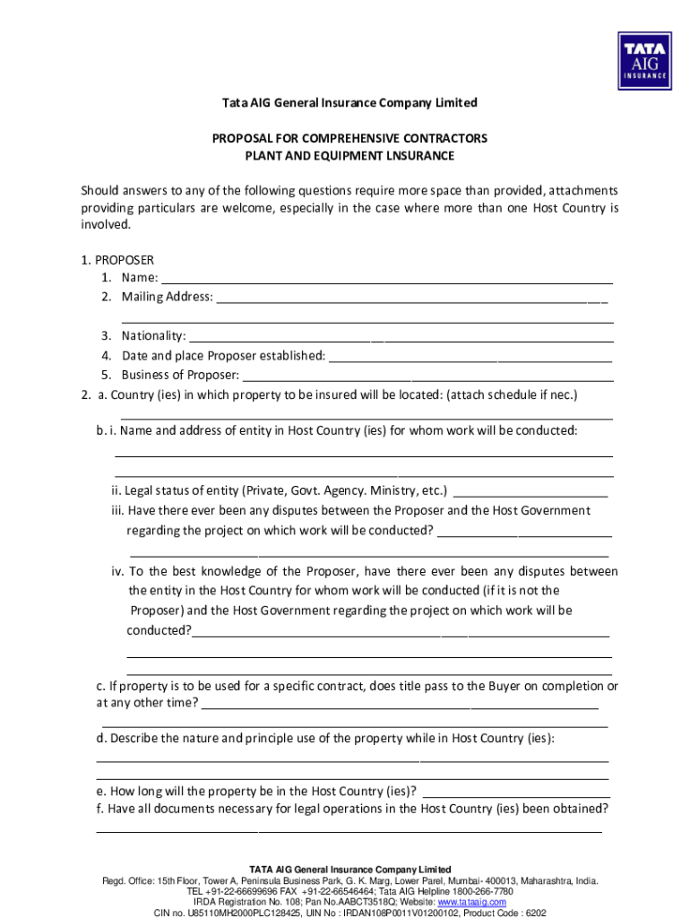 Fillable Online Commercial General Liability Application for Insurance ...