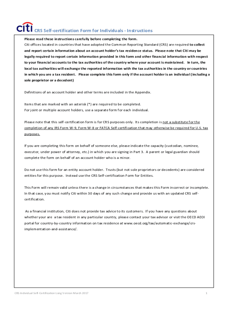 Fillable Online CRS Self Certification Form Fax Email Print PdfFiller fillable-online-crs-self-certification-form-fax-email-print-pdffiller