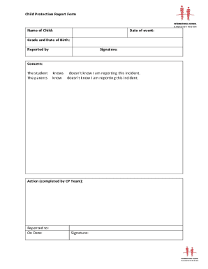 Fillable Online Child Protection Report Form.doc Fax Email Print ...