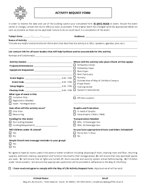 Fillable Online WOL Activity Request Form Fax Email Print - pdfFiller