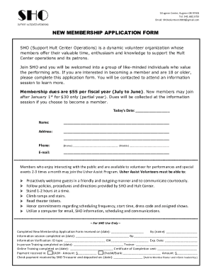 Fillable Online SHO New Membership Application Form Fax Email Print ...