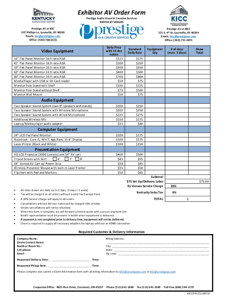 Fillable Online Exhibitor AV Order Form - Cognito Forms Fax Email Print ...