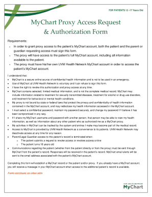 Fillable Online MyChart.Proxy.Access.Authorization.Form-for.patients.12to17 037035 Fax Email ...