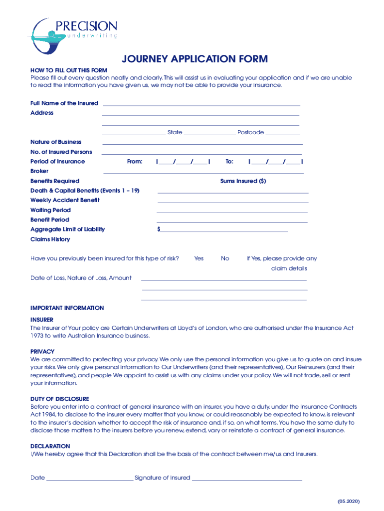 Fillable Online JOURNEY APPLICATION FORM - Amazon Web Services Fax ...