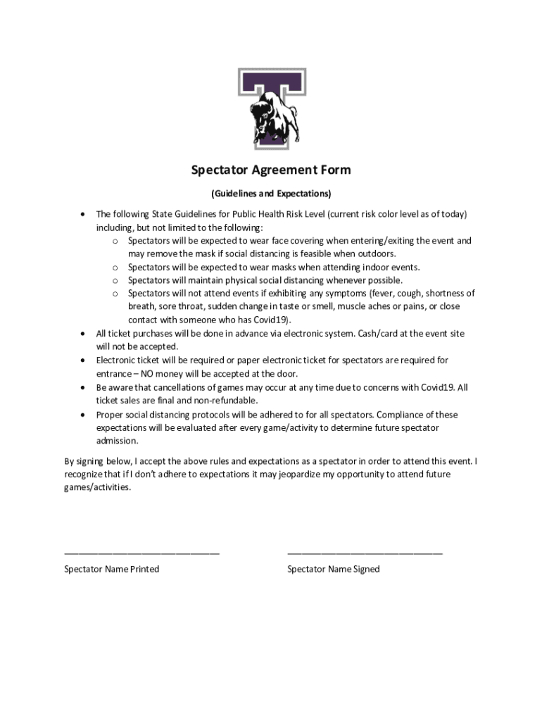 Fillable Online SLCSD Spectator Agreement Form (Guidelines and ...