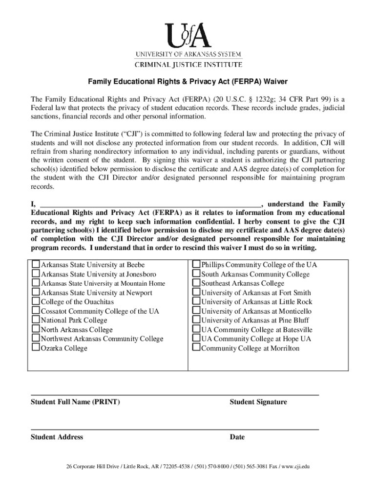 Fillable Online Family Educational Rights and Privacy Act (FERPA)CDCFamily Educational Rights ...