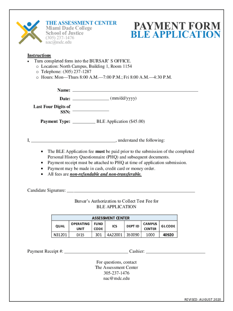 Fillable Online Payment Form - BLE Application Fax Email Print - pdfFiller