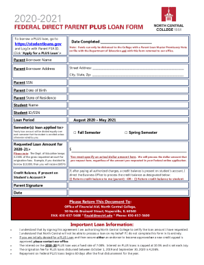 Fillable Online 2020-21 Parent PLUS loan form.docx Fax Email Print ...