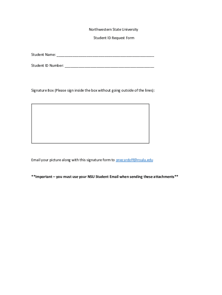 Fillable Online Northwestern State University Student ID Request Form ... Fax Email Print ...