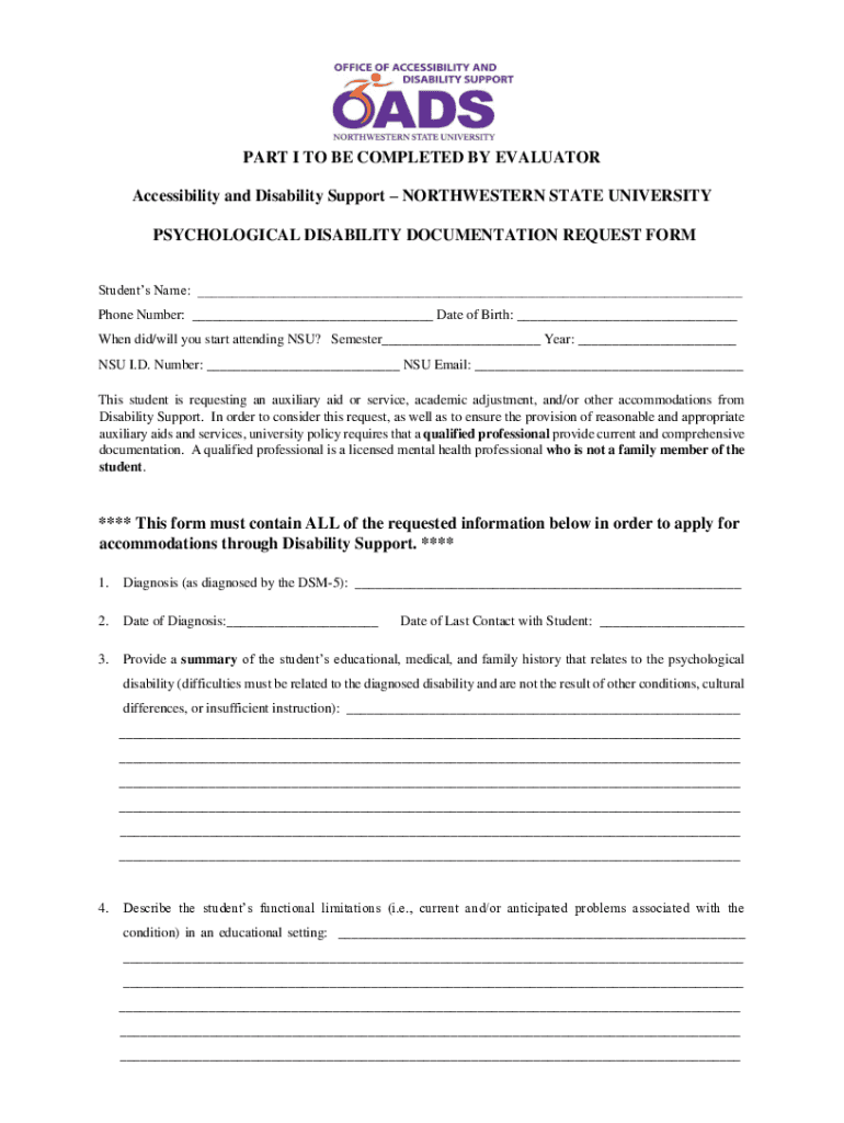 Fillable Online PART I TO BE COMPLETED BY EVALUATOR Fax Email Print - pdfFiller