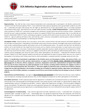 Fillable Online ECA Athletics Registration and Release Agreement Fax ...