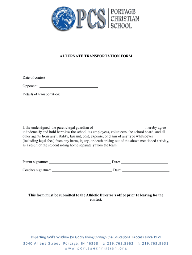 Fillable Online ALTERNATE TRANSPORTATION FORM - Amazon S3 Fax Email ...