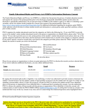 Fillable Online Family Educational Rights and Privacy Act (FERPA) Information Disclosure Consent ...