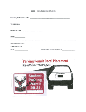 Fillable Online 2020-2021 Parking Sticker Form Fax Email Print - pdfFiller