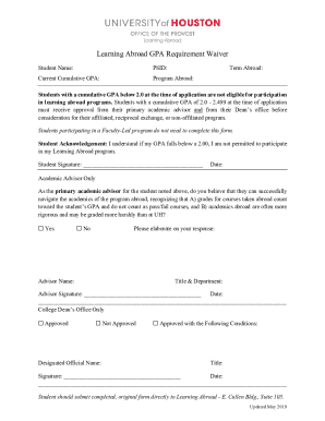 Fillable Online Learning Abroad GPA Requirement Waiver Fax Email Print ...