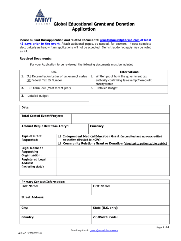 Fillable Online Global Educational Grant and Donation Fax Email Print ...