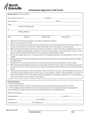 Fillable Online Authorization Agreement to Bill Tenant.docx Fax Email ...