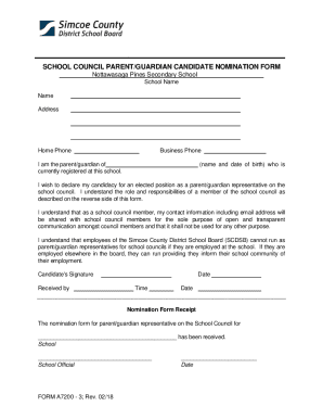 Fillable Online Parent School Council Nomination Form Fax Email Print ...