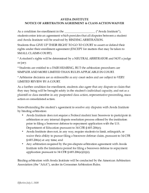 Fillable Online Form Disclosure of Pre-Dispute Arbitration Agreement Fax Email Print - pdfFiller