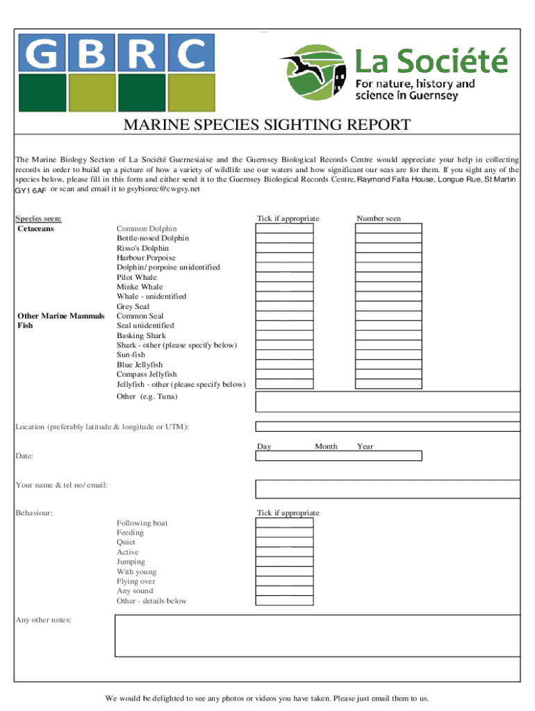 Fillable Online Marine Biodiversity Unit - Global Marine Species Assessment ... Fax Email Print ...