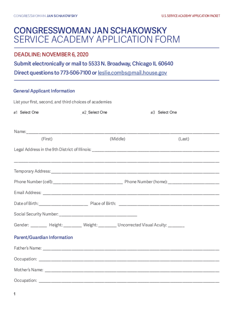 Fillable Online SERVICE ACADEMY APPLICATION FORM Fax Email Print ...