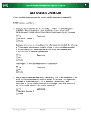 Fillable Online Gap Analysis form revised 3-29-12.doc Fax Email Print ...