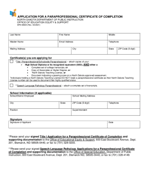 Fillable Online Credentials and Certificates - North Dakota Department ...