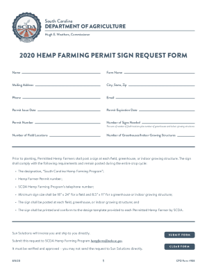 Fillable Online agriculture sc 2020 Hemp Farming Permit Sign Request ...