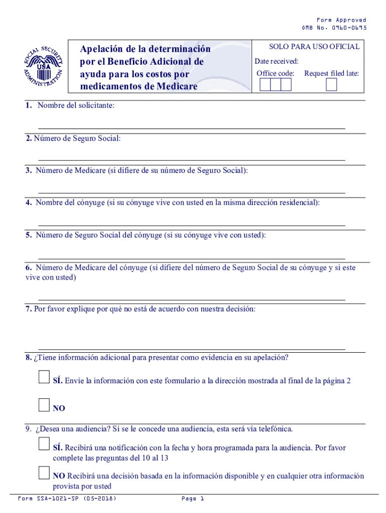 Fillable Online Social Security Administration Form Approved OMB No ...