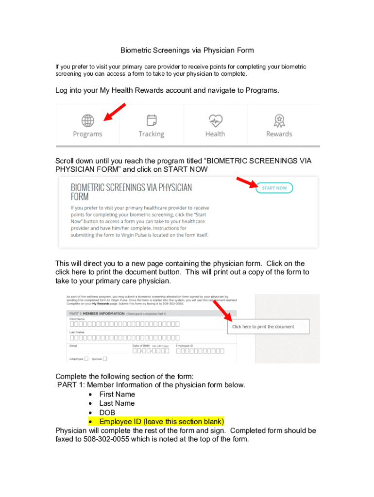 Fillable Online Biometric screening form doc" Keyword Found Websites ...