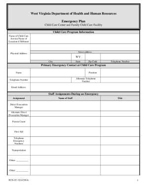 Fillable Online dhhr wv Name of Child Care Fax Email Print - pdfFiller