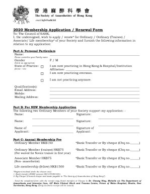 Fillable Online 2020 Membership Application / Renewal Form Fax Email ...