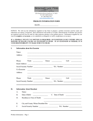Fillable Online Probate Information Form 2020 Fax Email Print - pdfFiller