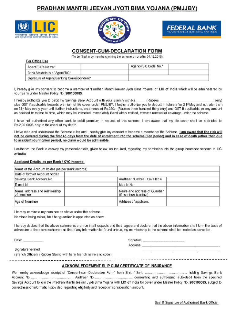 Pnb Pmsby Form Pdf Download - Fill Online, Printable, Fillable, Blank ...
