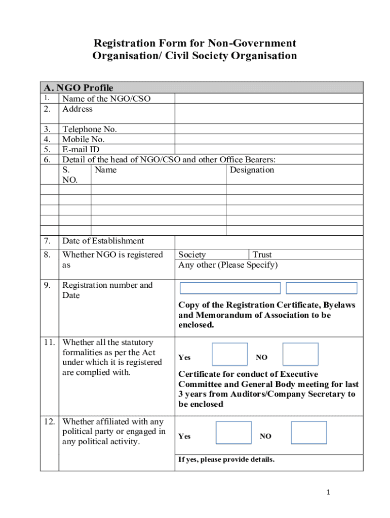 Fillable Online Amended NGO registeration form Fax Email Print - pdfFiller